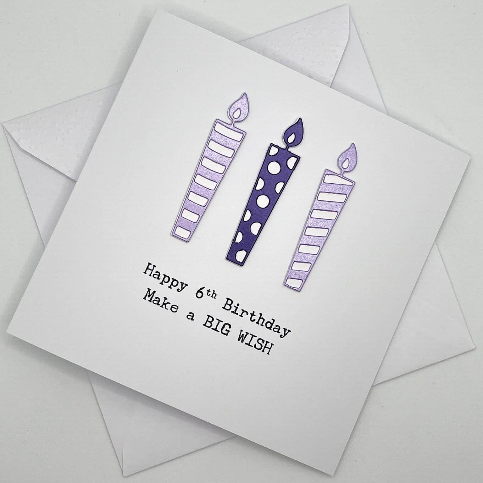 Handmade 6th Birthday Card with Candles. This card can be personalised ...