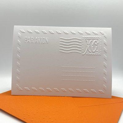 Air Mail Letter Note Cards - Pack of 6 White Embossed Note Cards and ...