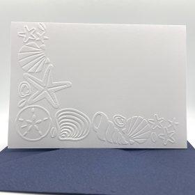 Sea Shells Note Cards - Pack of 6 White Embossed Note Cards and Envelopes by Looks Inviting