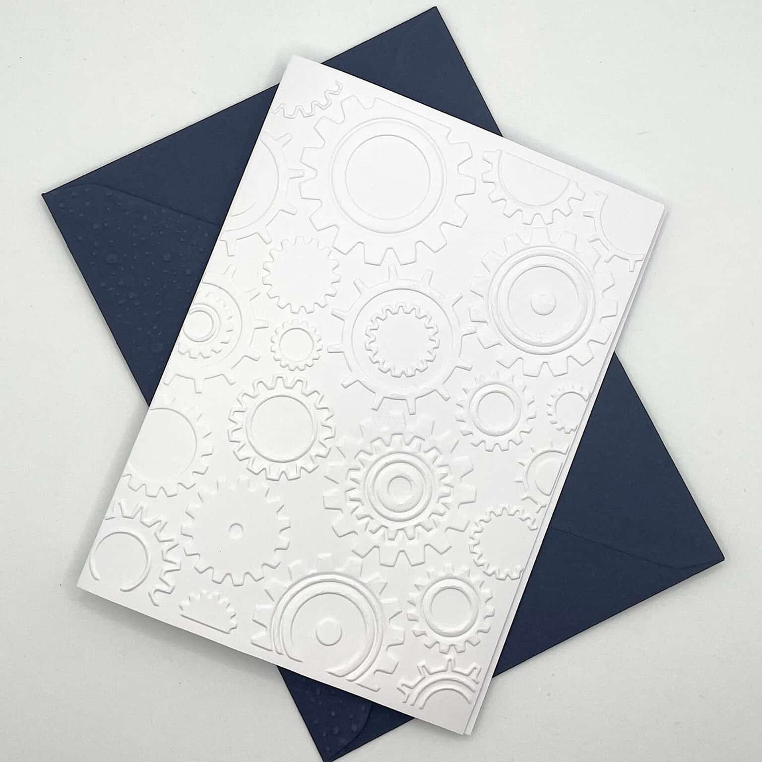 Steampunk Gears Note Cards - Pack of 6 White Embossed Note Cards and ...
