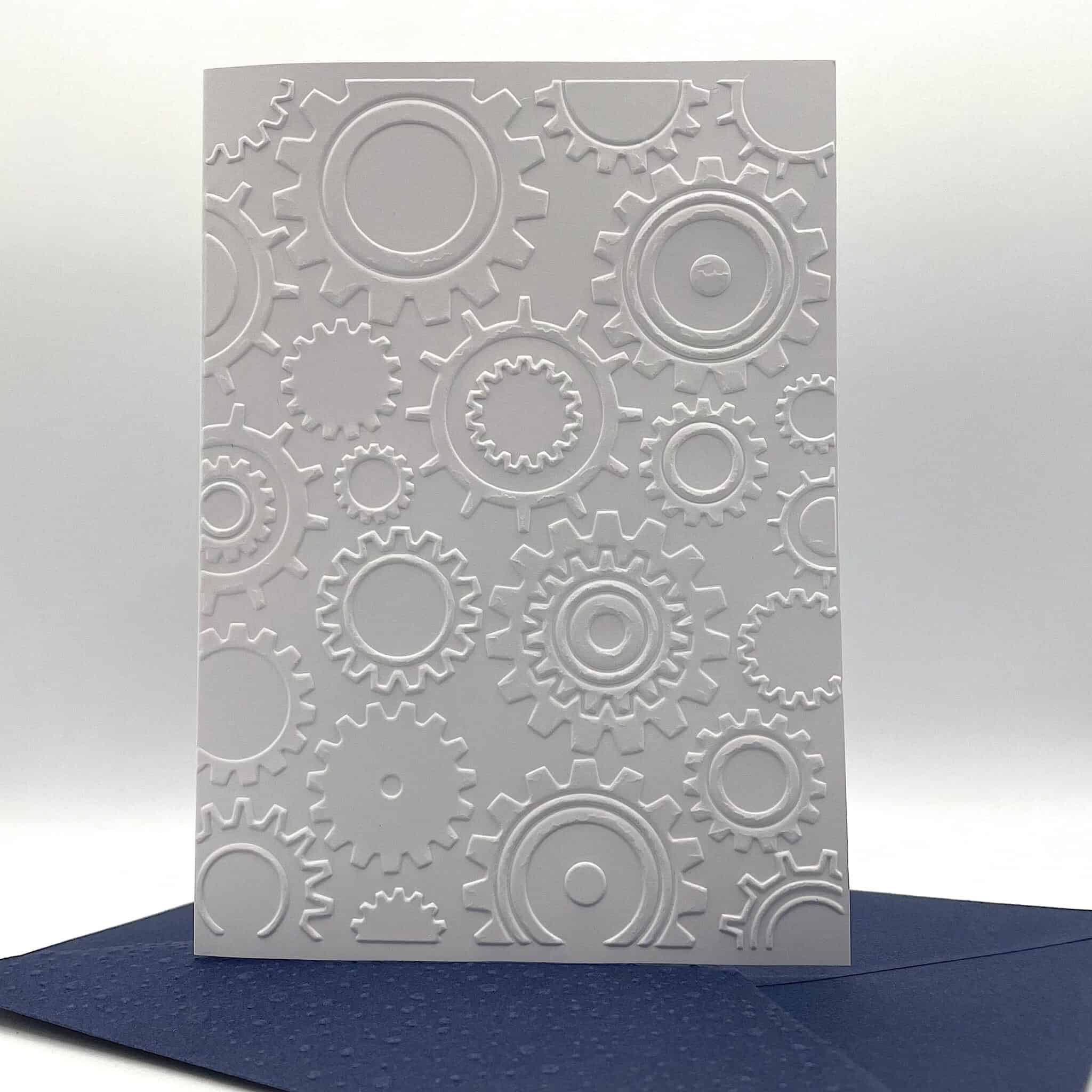 Steampunk Gears Note Cards - Pack of 6 White Embossed Note Cards and ...