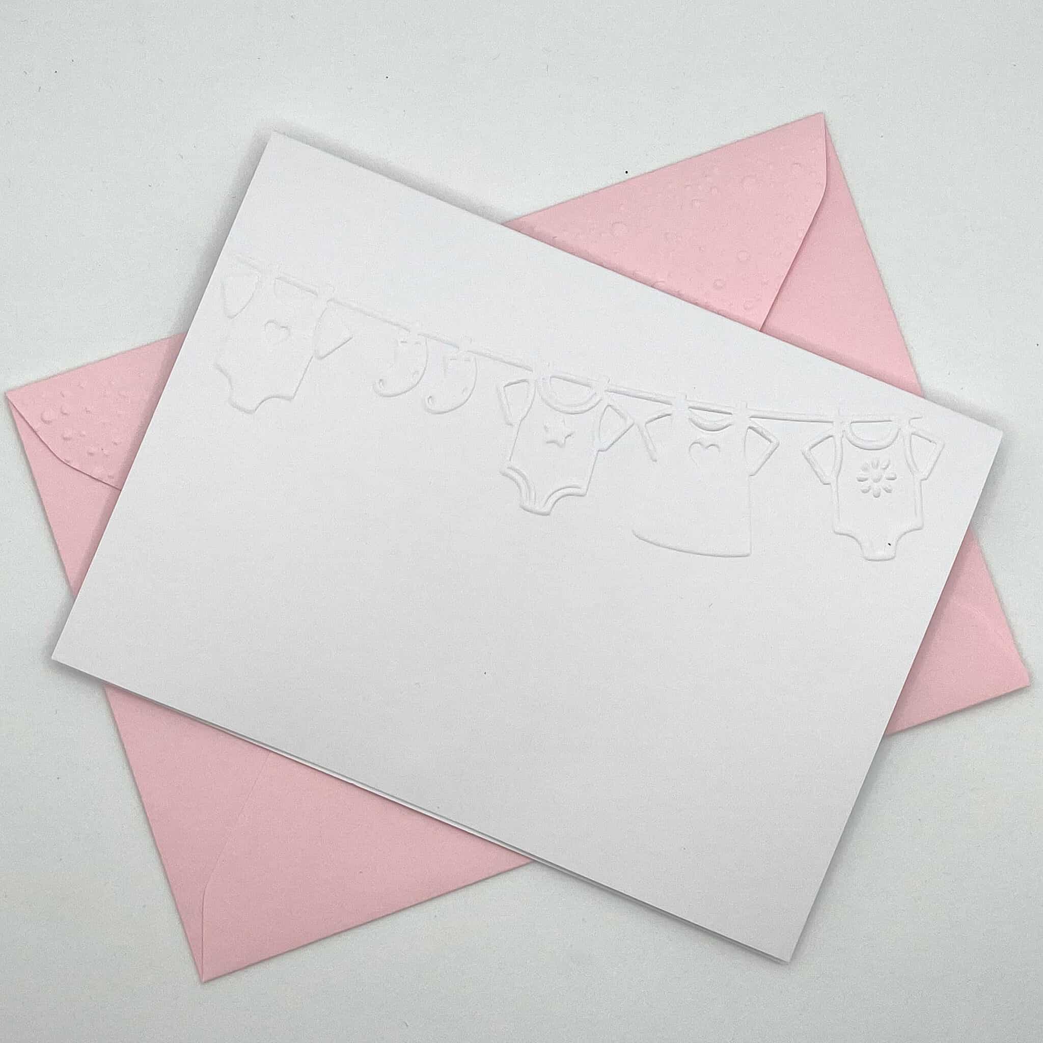 Baby Clothes Line Note Cards - Pack of 6 White Embossed Baby Cards ...