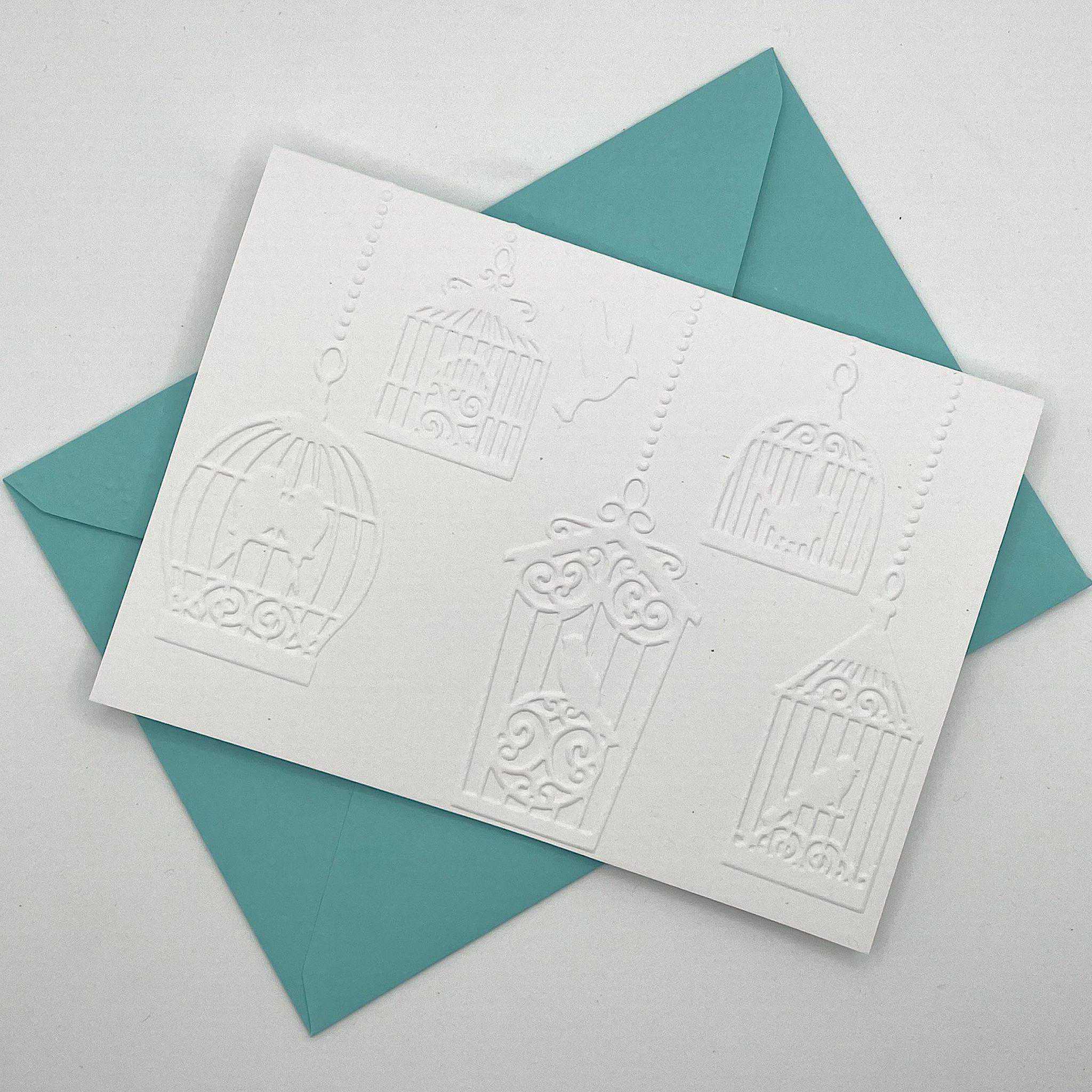 Bird Cages Note Cards - Pack of 6 White Embossed Note Cards and ...