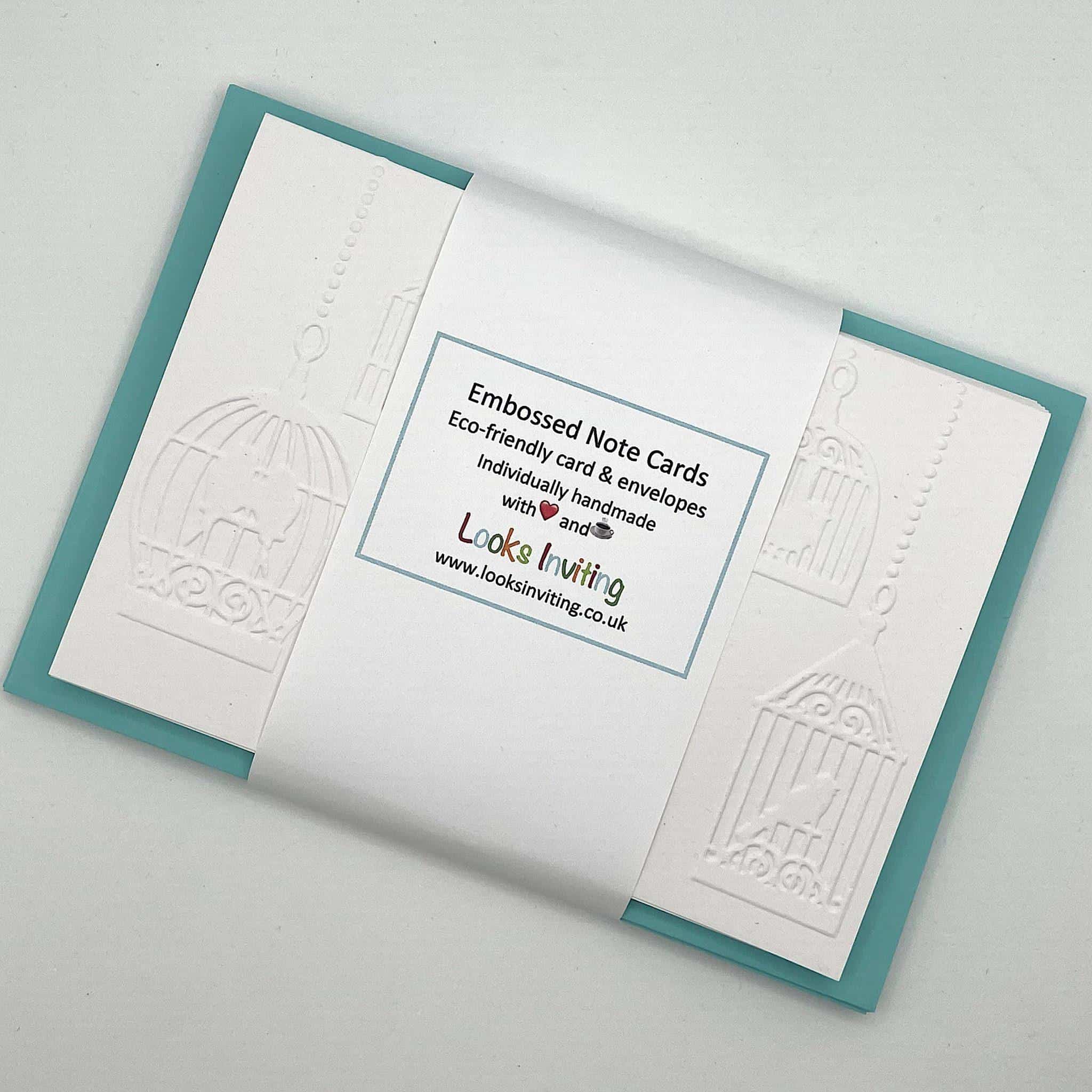 Bird Cages Note Cards - Pack of 6 White Embossed Note Cards and ...