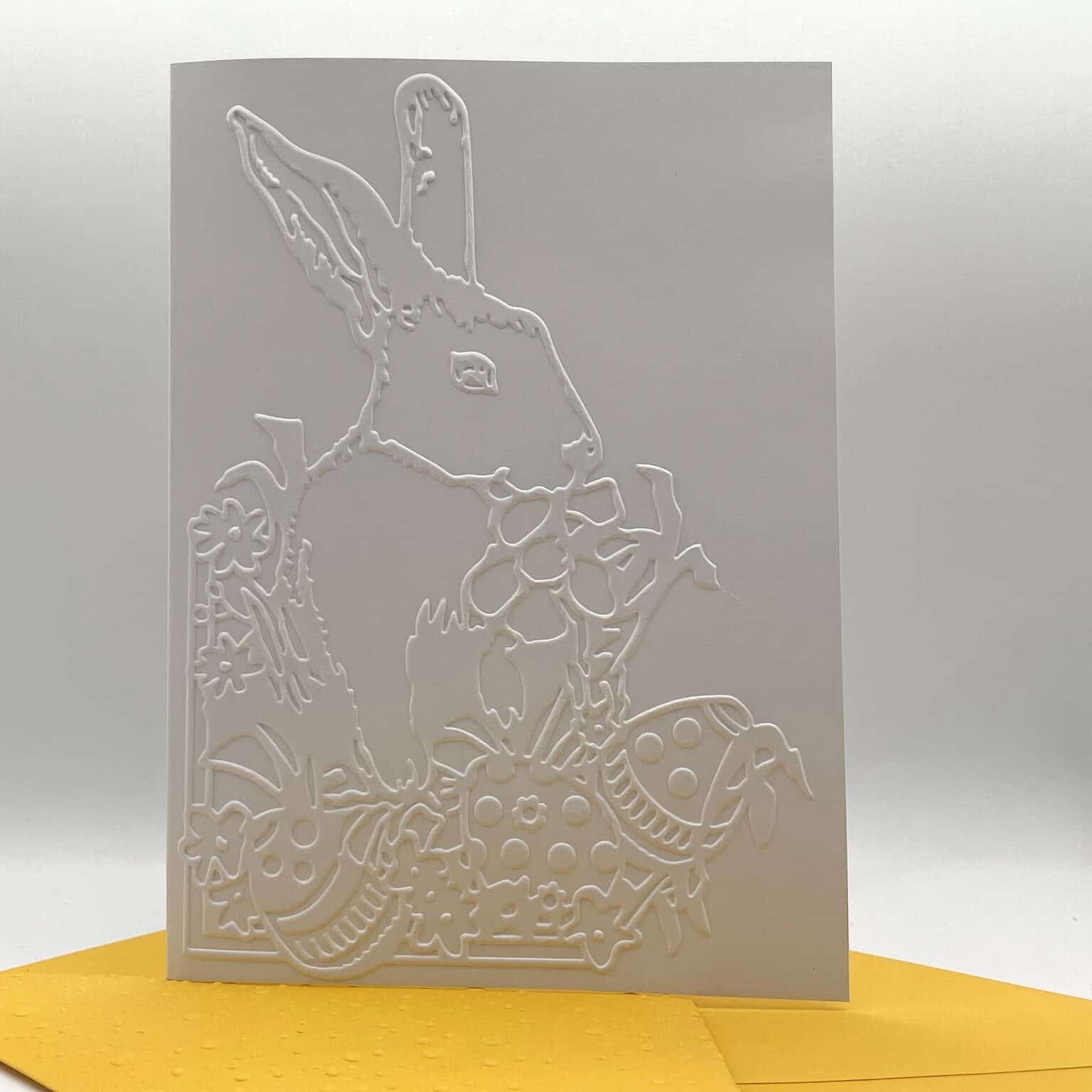 Easter Bunny Note Cards - Pack of 6 White Embossed Easter Cards by ...