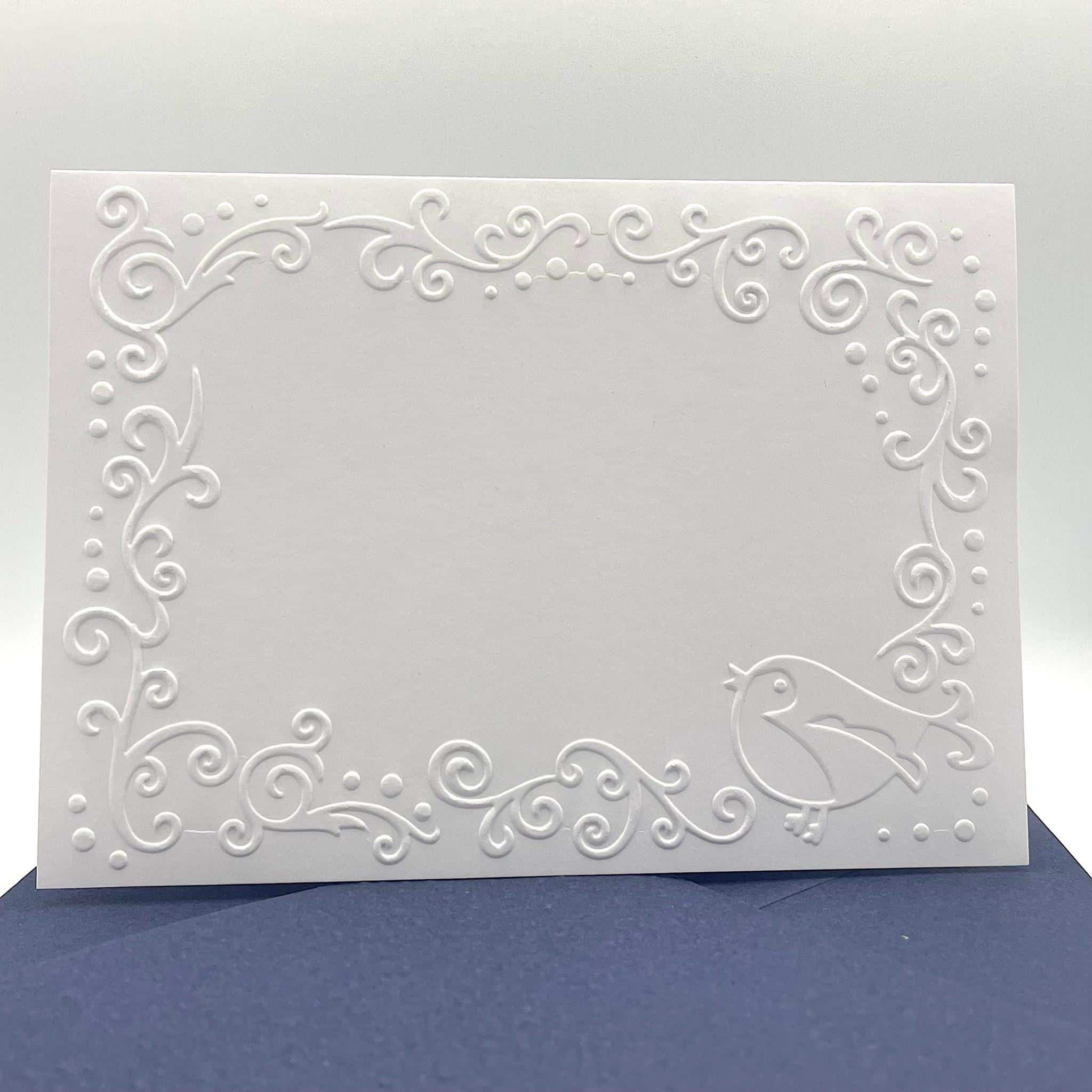 Bird Frame Note Cards - Pack of 6 White Embossed Note Cards and ...