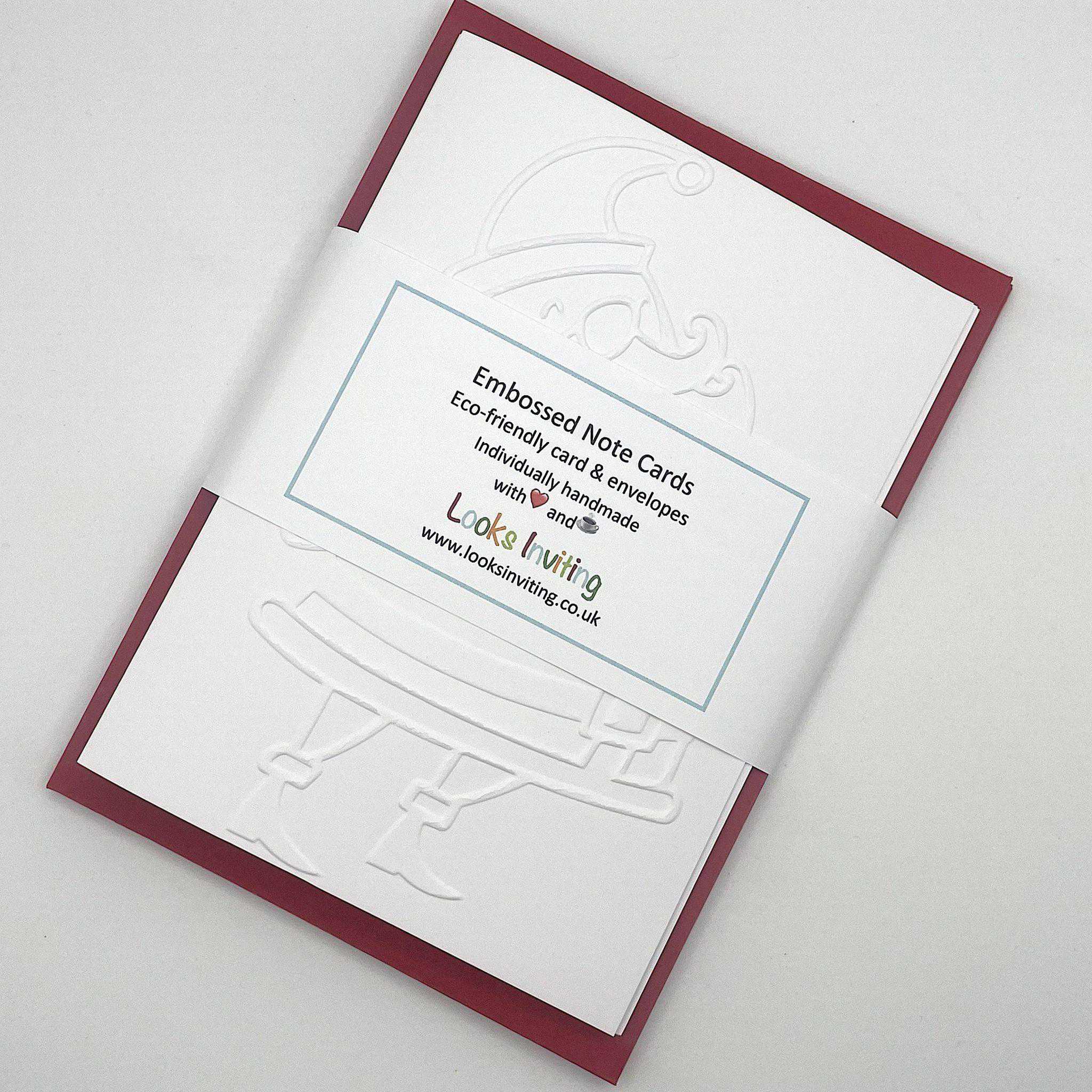 Cartoon Santa Note Cards - Pack of 6 White Embossed Note Cards and ...