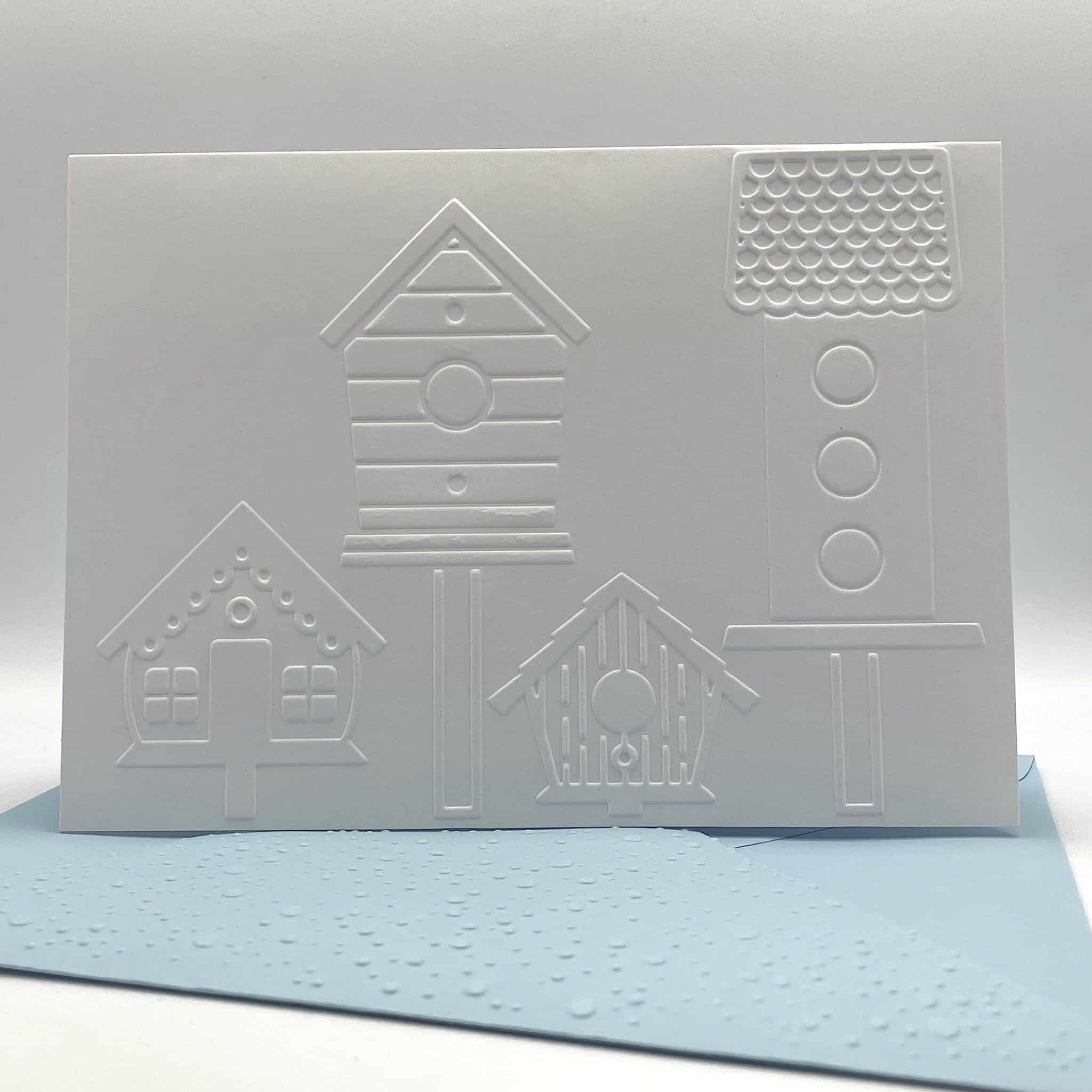 Birdhouses Note Cards - Pack of 6 White Embossed Note Cards and ...