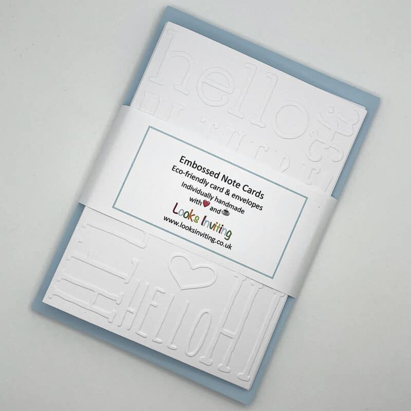 Hello Note Cards - Pack of 6 White Embossed Note Cards and Envelopes by ...