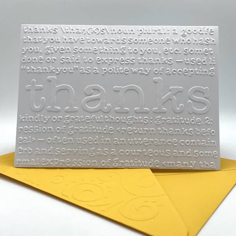 Thanks Definition Note Cards - Pack of 6 White Embossed Note Cards and ...