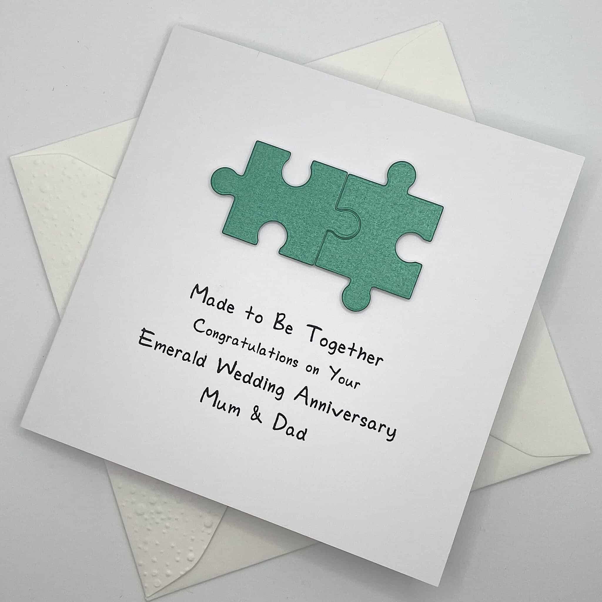 Personalised Emerald Wedding Anniversary Card with Jigsaw Pieces. 55th ...