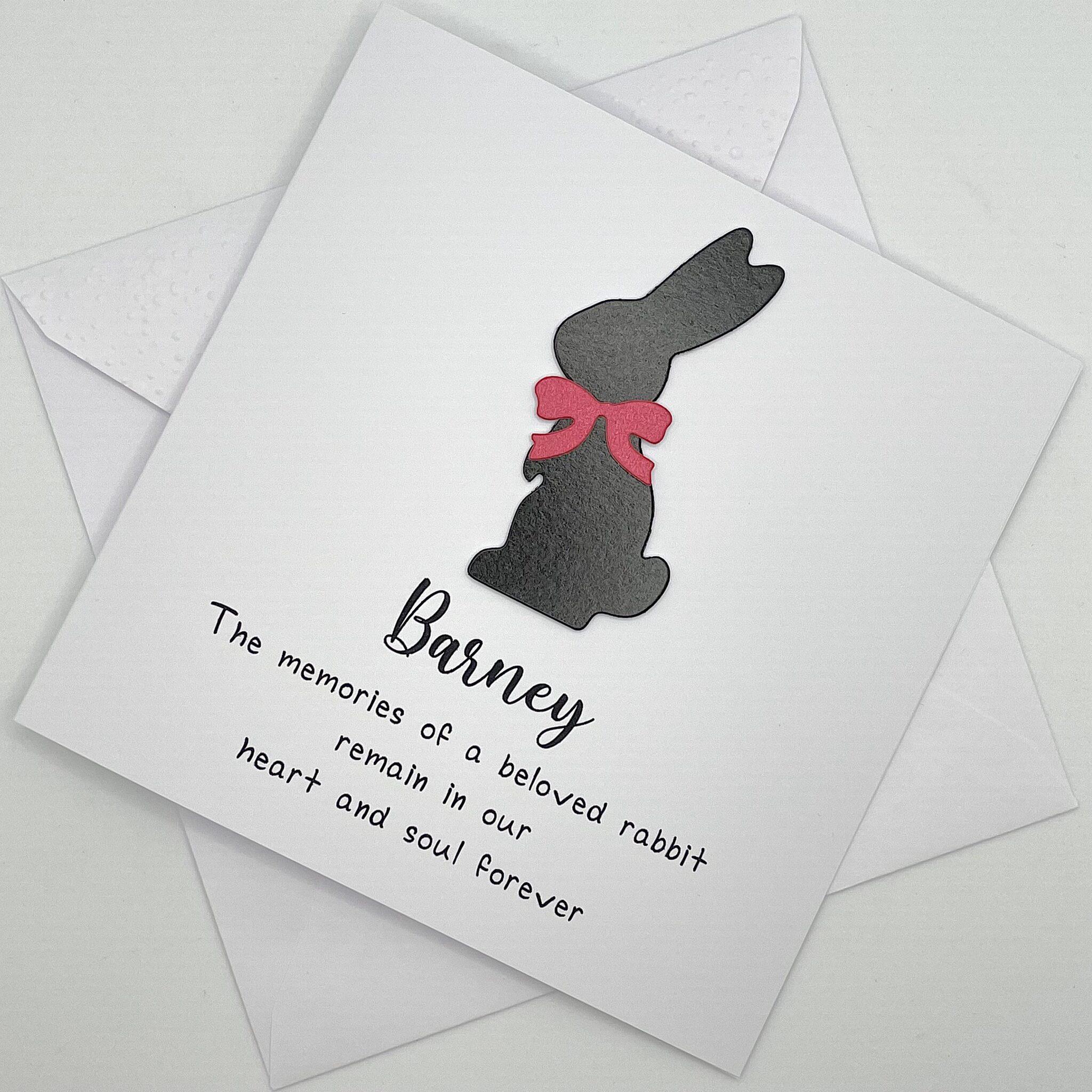 Personalised Rabbit Sympathy Card. Rabbit Bereavement Card. Rabbit Loss ...