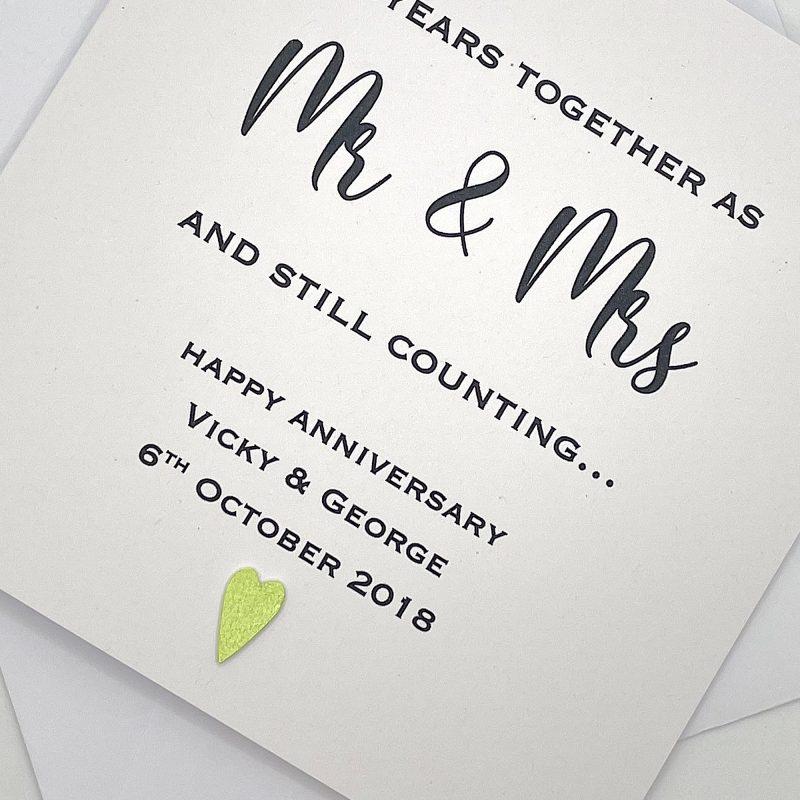 Personalised 1st Wedding Anniversary Card. 1 Year Together As Mr & Mrs ...