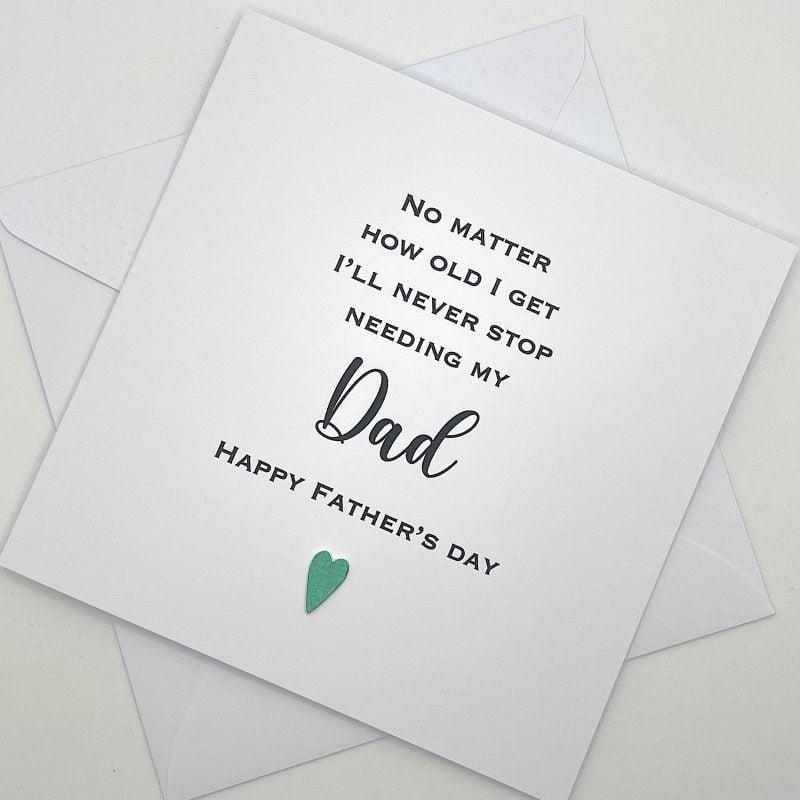 Father's Day Card. I'll Never Stop Needing my Dad by Looks Inviting
