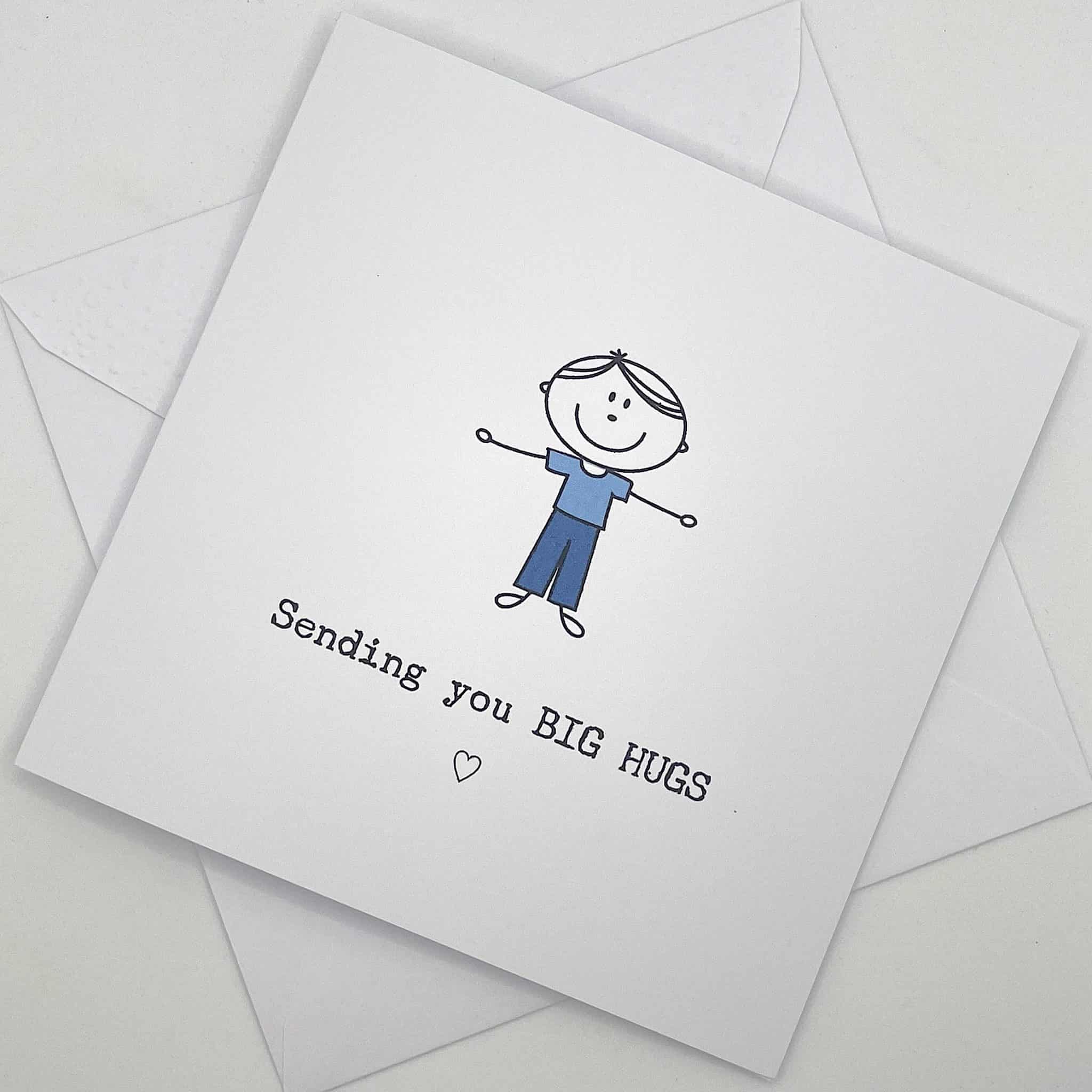 Sending You Big Hugs. Stick Man Greeting Card by Looks Inviting
